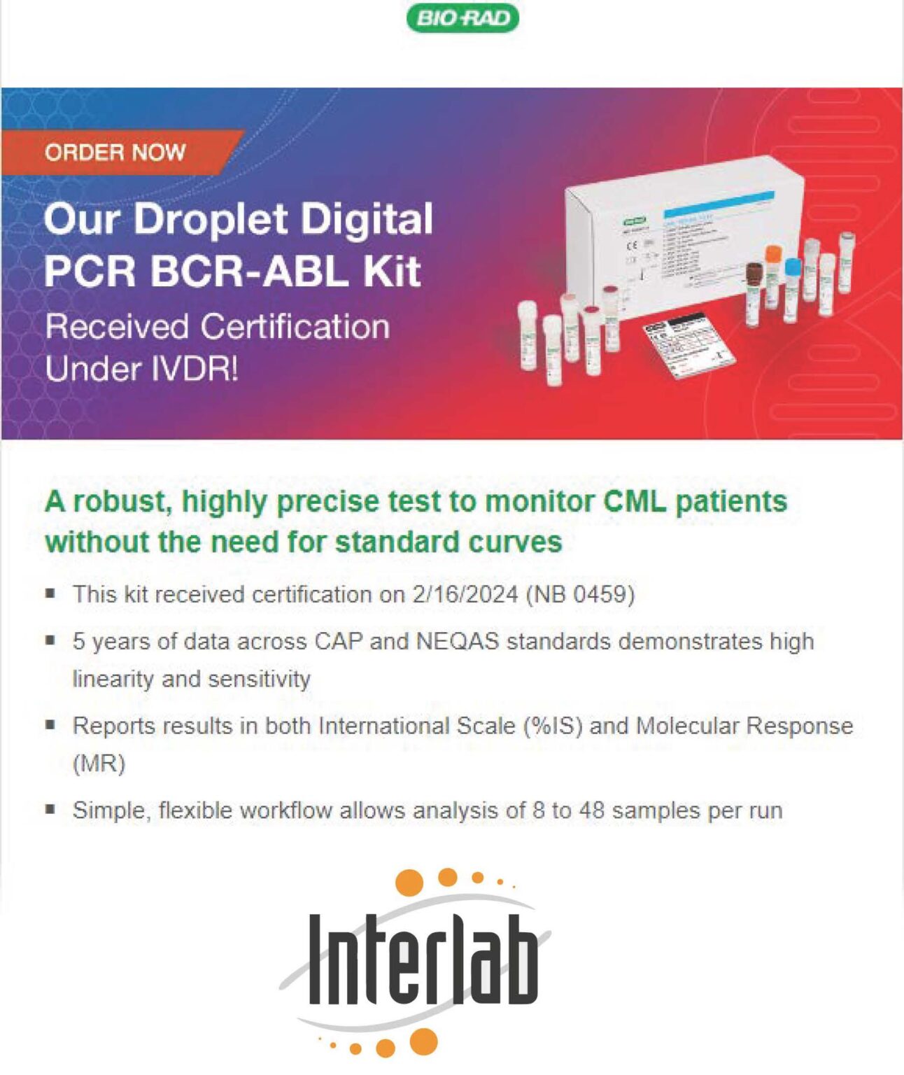 ddPCR BCR-ABL kit is now IVDR certified! - Interlab.gr
